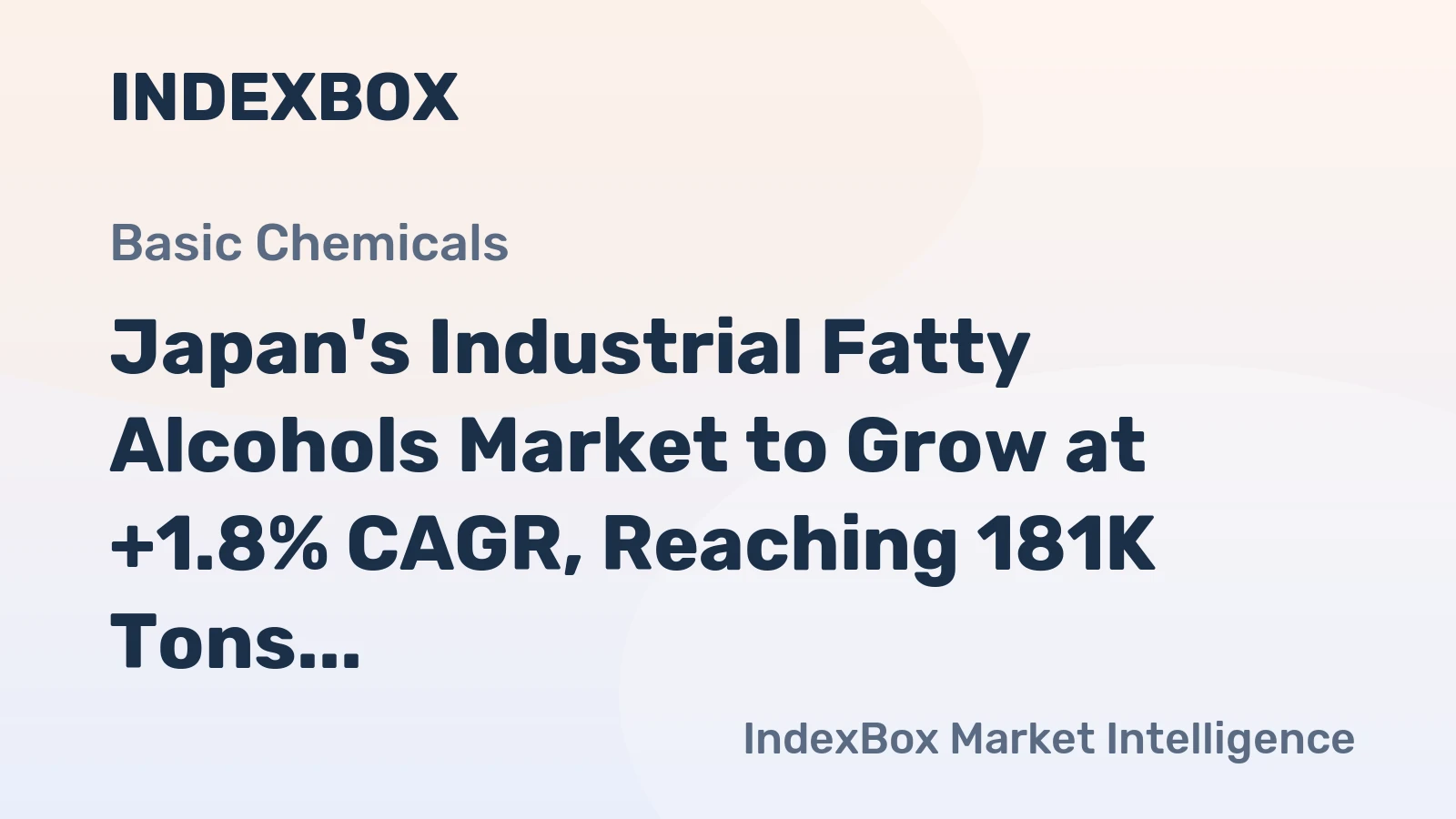 Japan's Industrial Fatty Alcohols Market to Grow at +1.8% CAGR, Reaching 181K Tons by 2035