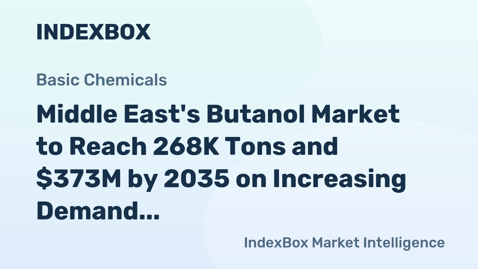 Middle East's Butanol Market to Reach 268K Tons and $373M by 2035 on Increasing Demand
