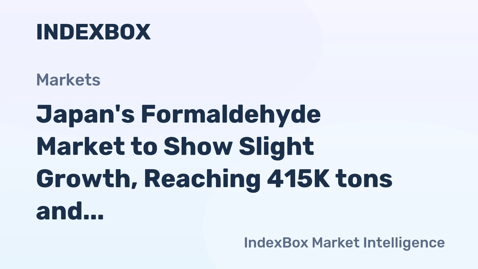 Japan's Formaldehyde Market to Show Slight Growth, Reaching 415K tons and $701M by 2035