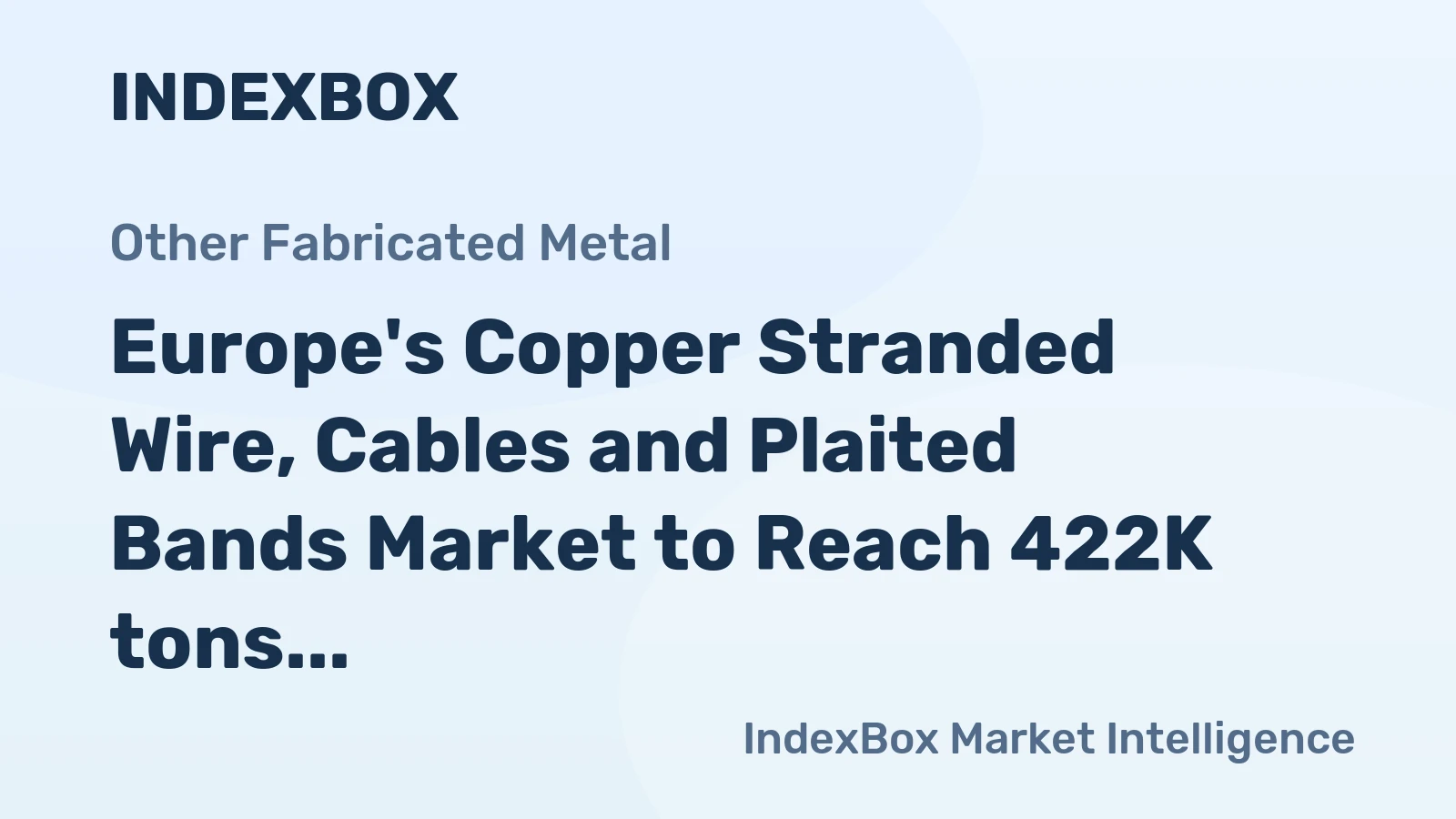 Europe's Copper Stranded Wire, Cables and Plaited Bands Market to Reach 422K tons and $4.6B by 2035