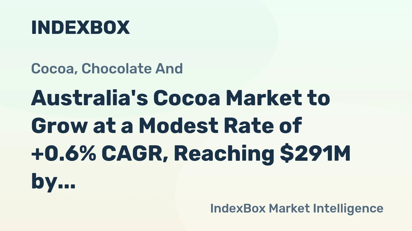 Australia's Cocoa Market to Grow at a Modest Rate of +0.6% CAGR, Reaching $291M by 2035