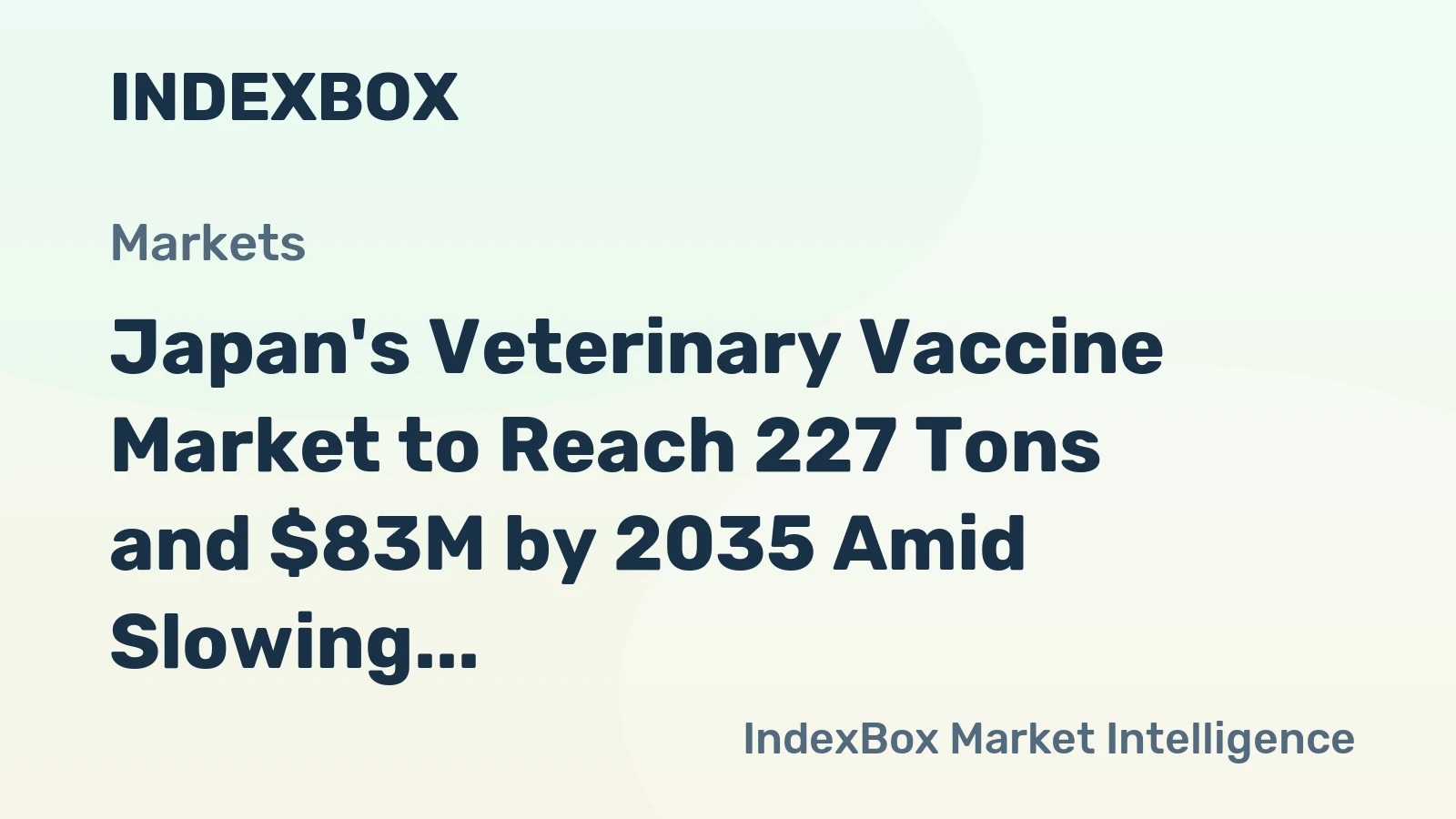 Japan's Veterinary Vaccine Market to Reach 227 Tons and $83M by 2035 Amid Slowing Growth