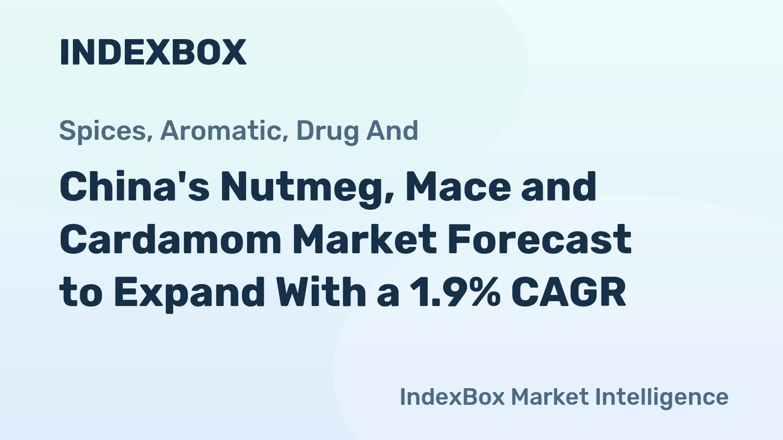 China's Nutmeg, Mace and Cardamom Market Forecast to Expand With a 1.9% CAGR