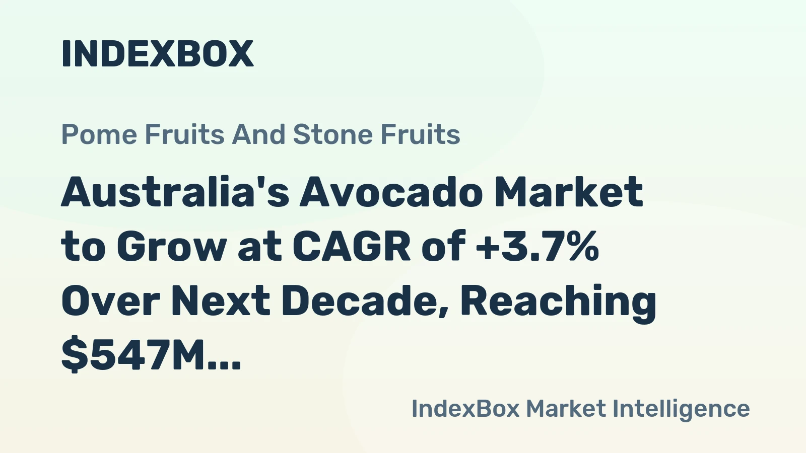 Australia's Avocado Market to Grow at CAGR of +3.7% Over Next Decade, Reaching $547M by 2035