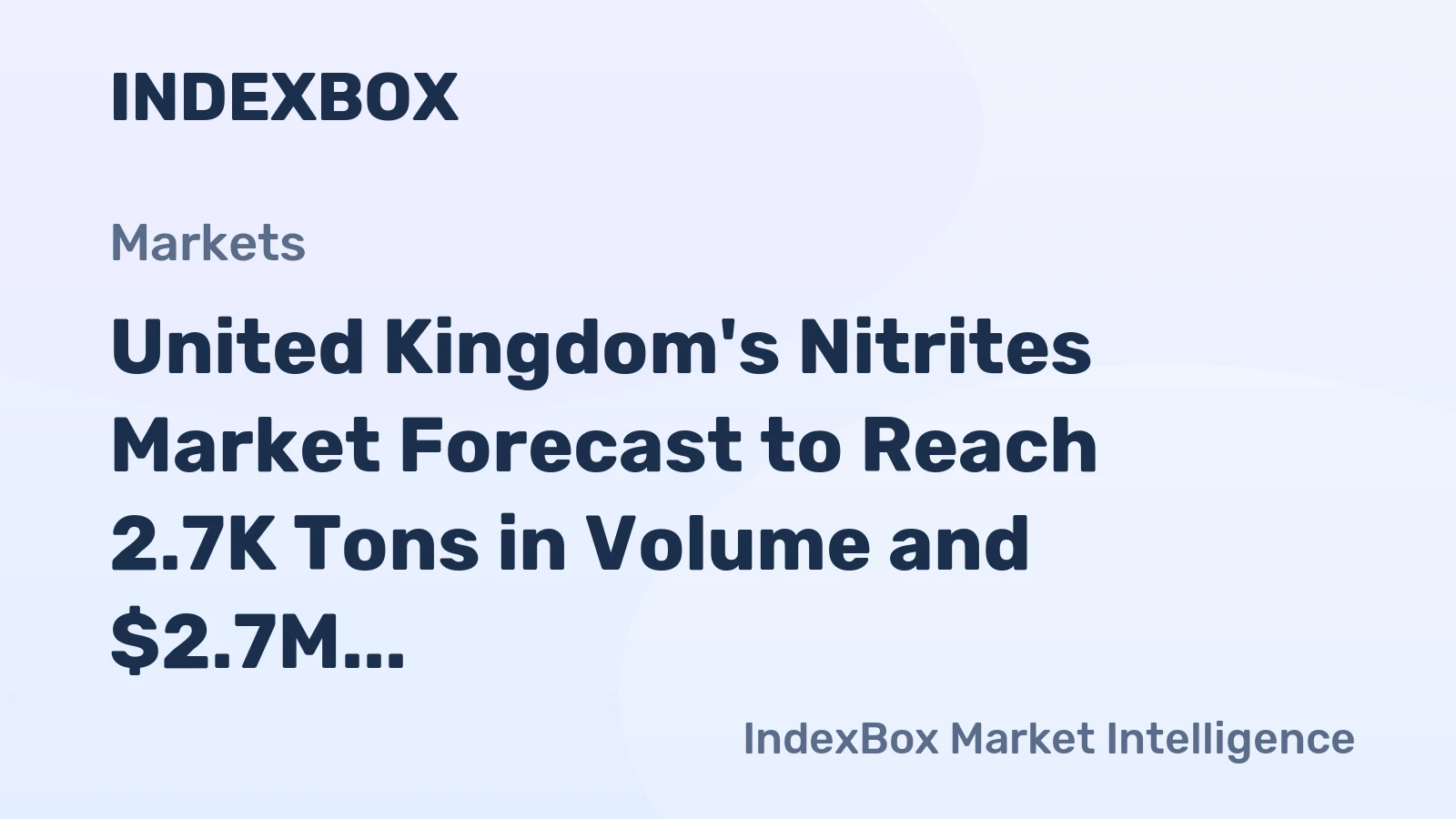 United Kingdom's Nitrites Market Forecast to Reach 2.7K Tons in Volume and $2.7M in Value by 2035