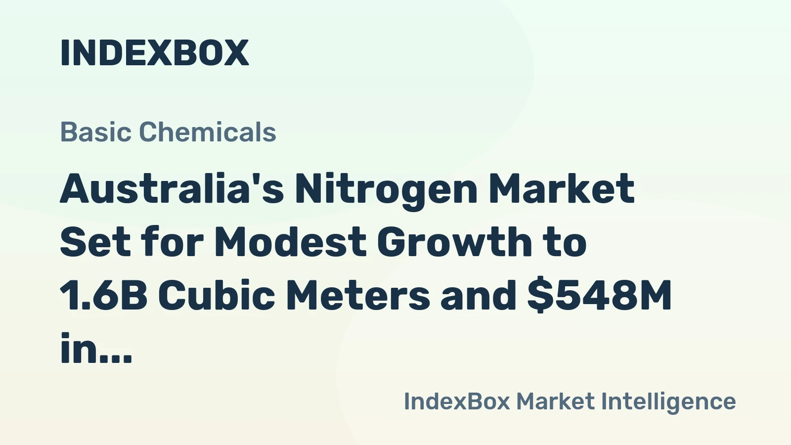 Australia's Nitrogen Market Set for Modest Growth to 1.6B Cubic Meters and $548M in Value by 2035