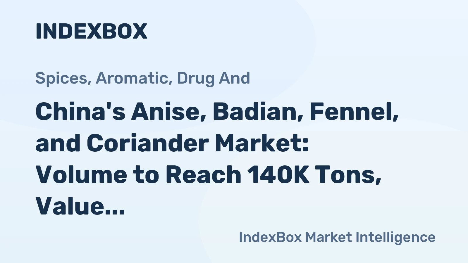 China's Anise, Badian, Fennel, and Coriander Market: Volume to Reach 140K Tons, Value to Hit $281M by 2035