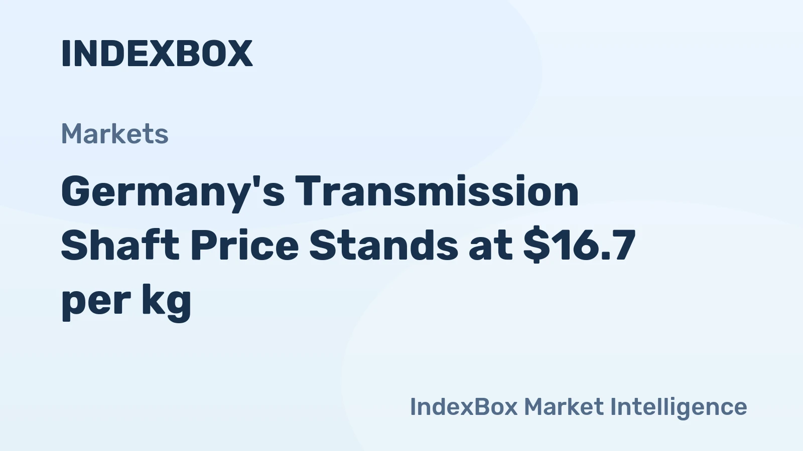 Germany's Transmission Shaft Price Stands at $16.7 per kg