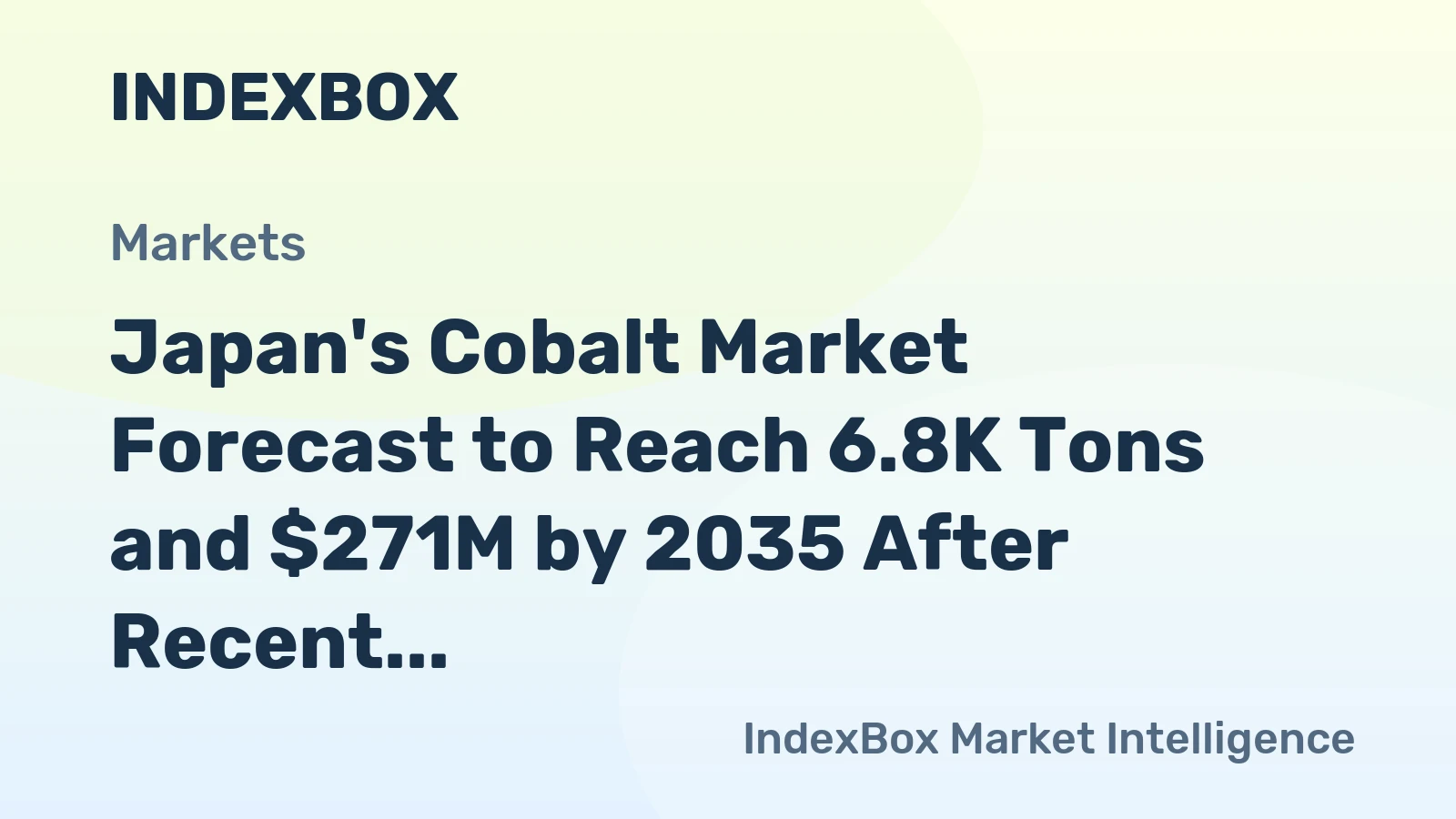 Japan's Cobalt Market Forecast to Reach 6.8K Tons and $271M by 2035 After Recent Contraction
