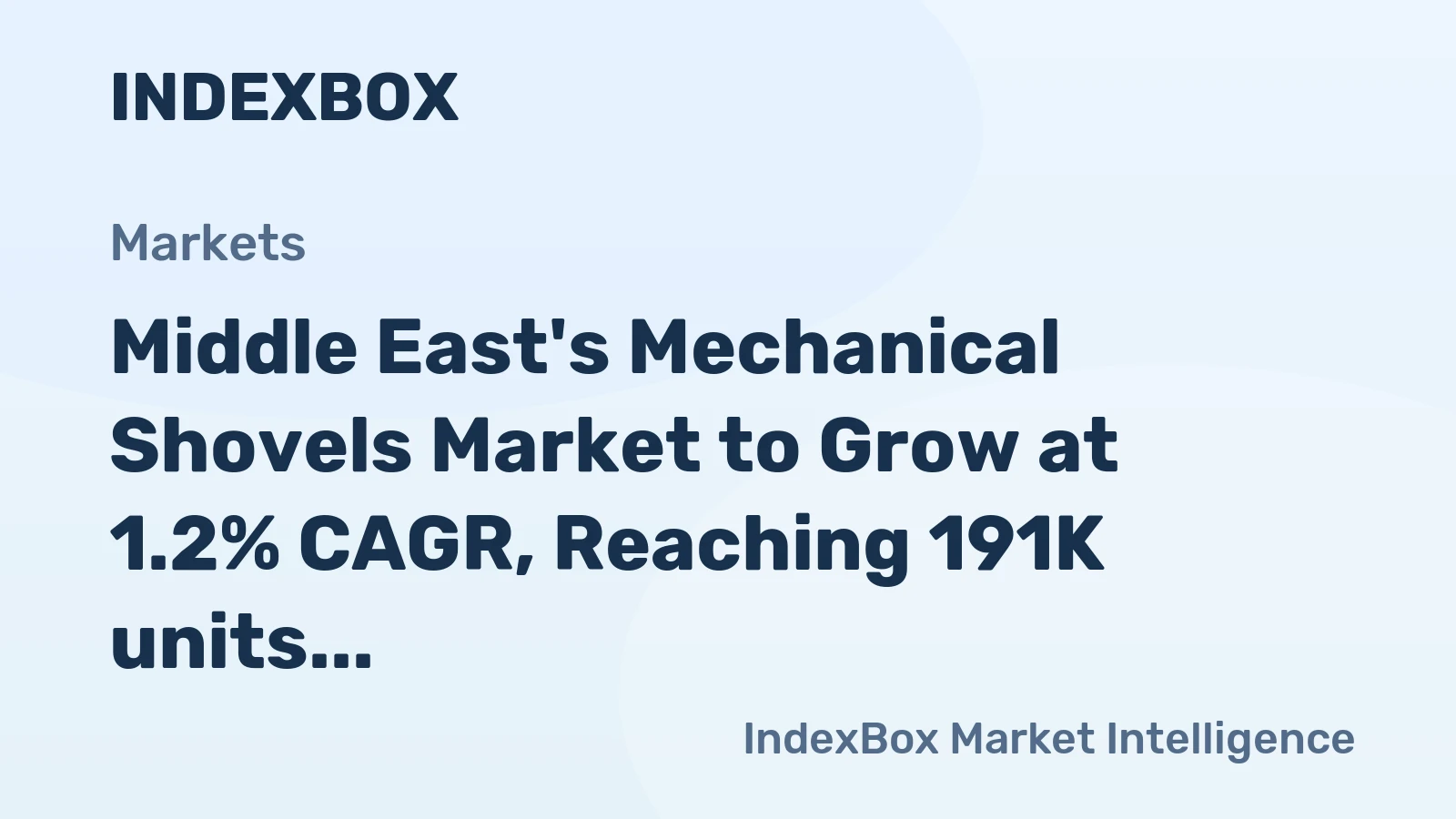 Middle East's Mechanical Shovels Market to Grow at 1.2% CAGR, Reaching 191K units by 2035