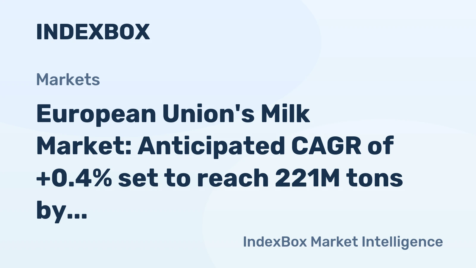 European Union's Milk Market: Anticipated CAGR of +0.4% set to reach 221M tons by 2035
