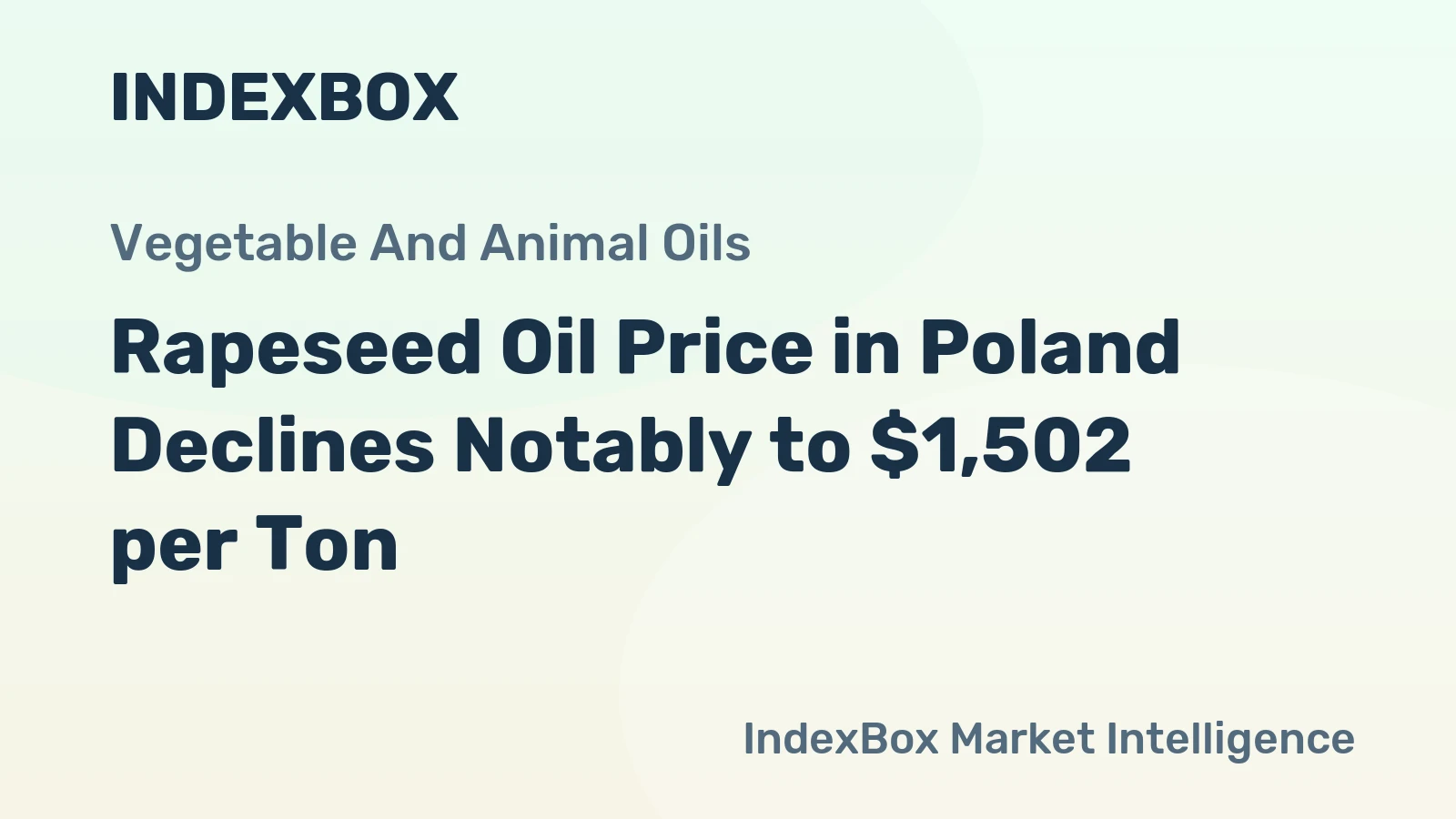 Rapeseed Oil Price in Poland Declines Notably to $1,502 per Ton