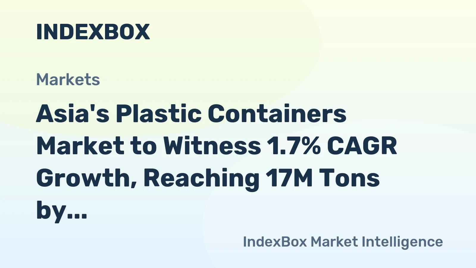 Asia's Plastic Containers Market to Witness 1.7% CAGR Growth, Reaching 17M Tons by 2035