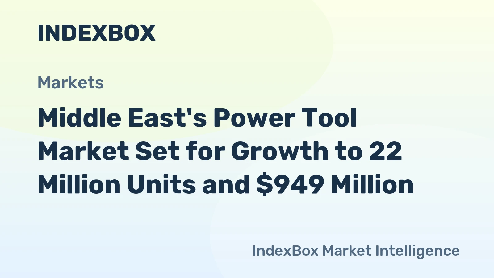 Middle East's Power Tool Market Set for Growth to 22 Million Units and $949 Million