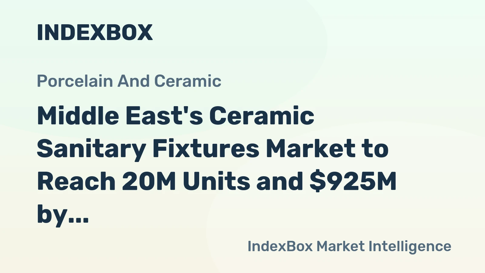Middle East's Ceramic Sanitary Fixtures Market to Reach 20M Units and $925M by 2035