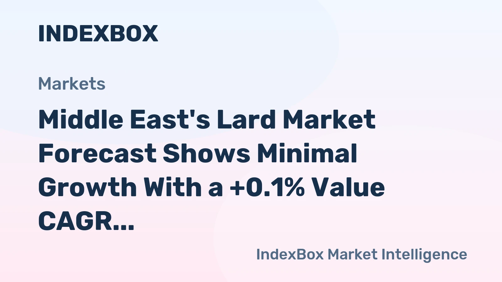 Middle East's Lard Market Forecast Shows Minimal Growth With a +0.1% Value CAGR