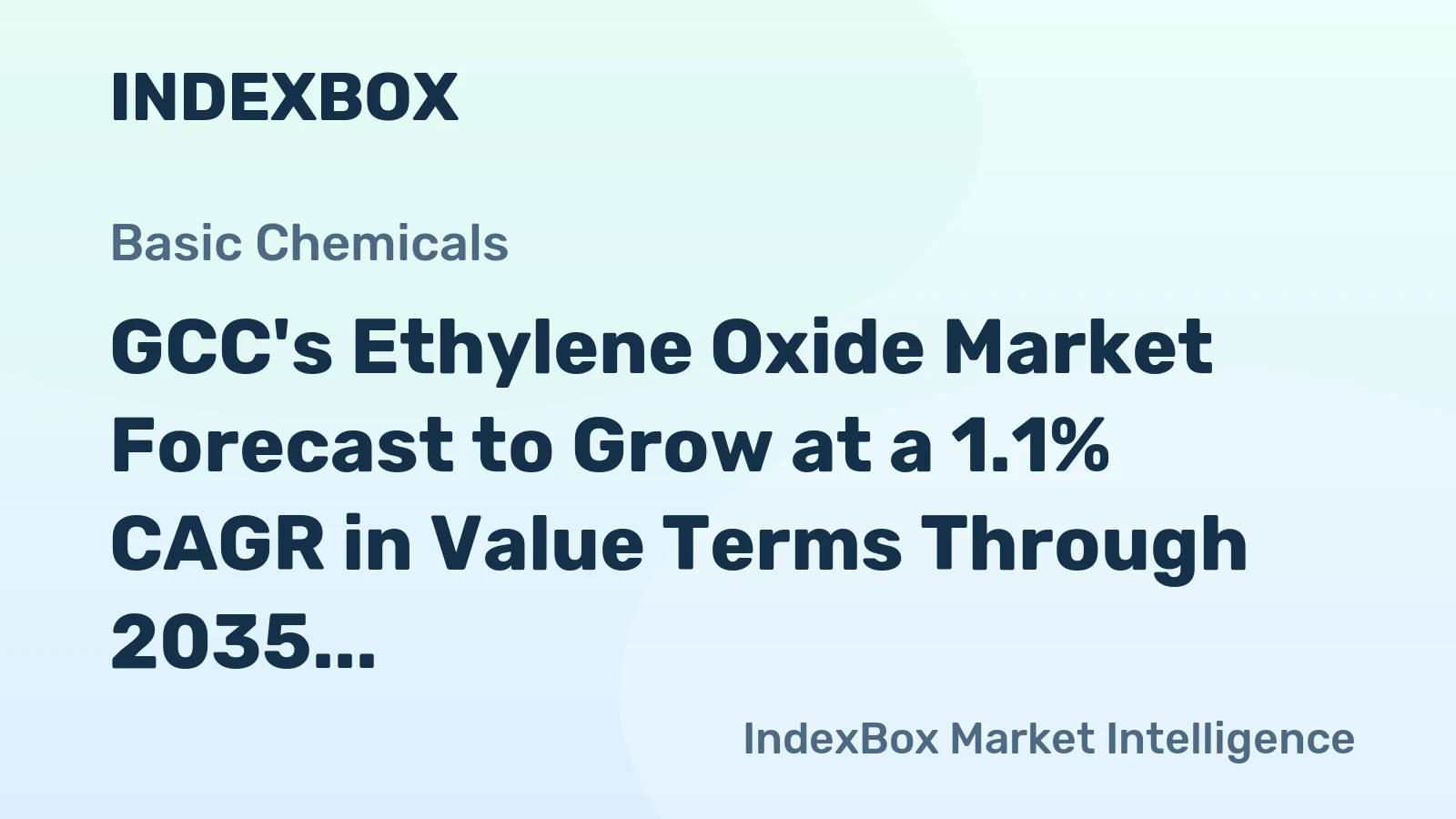 GCC's Ethylene Oxide Market Forecast to Grow at a 1.1% CAGR in Value Terms Through 2035
