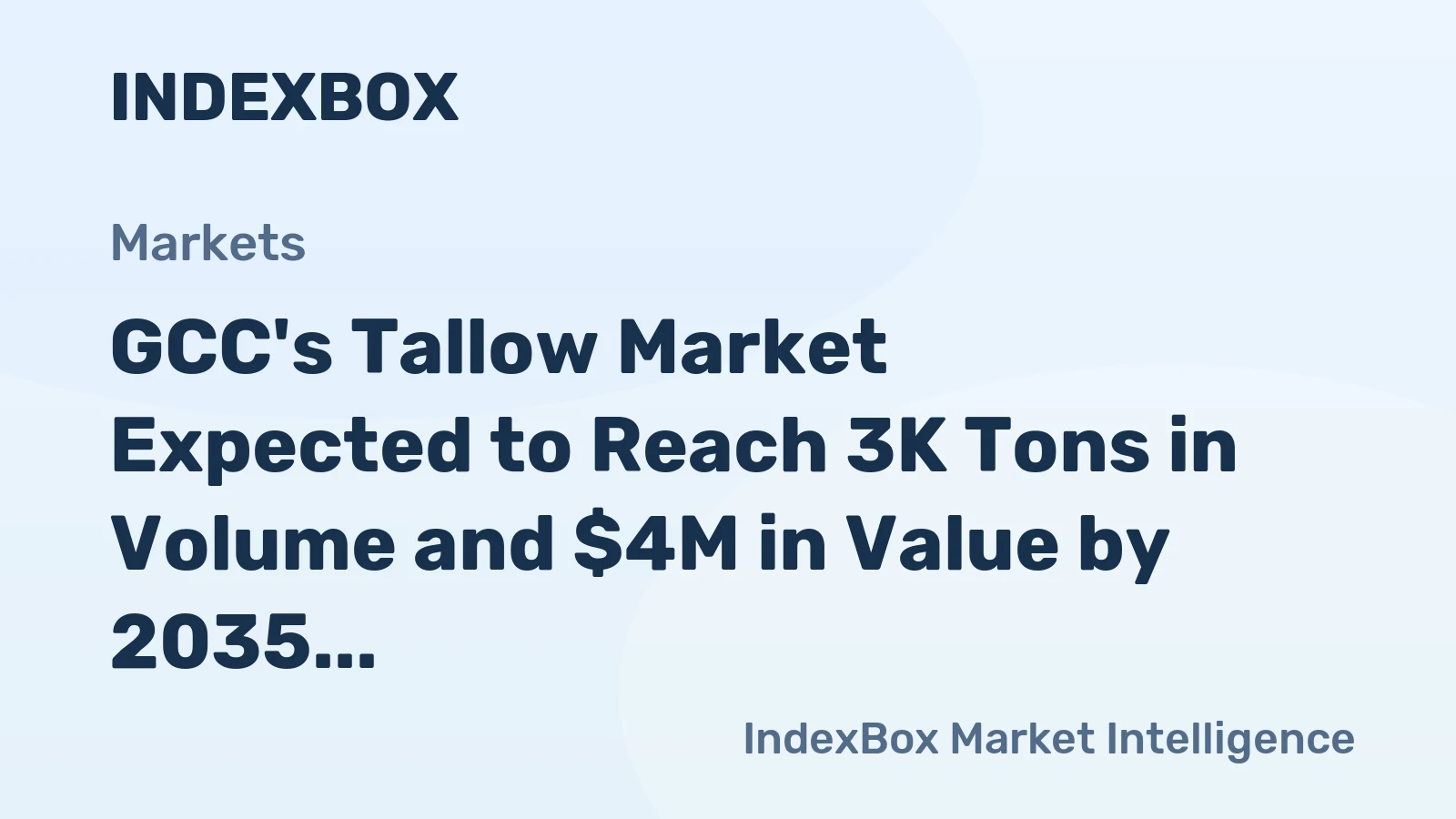 GCC's Tallow Market Expected to Reach 3K Tons in Volume and $4M in Value by 2035