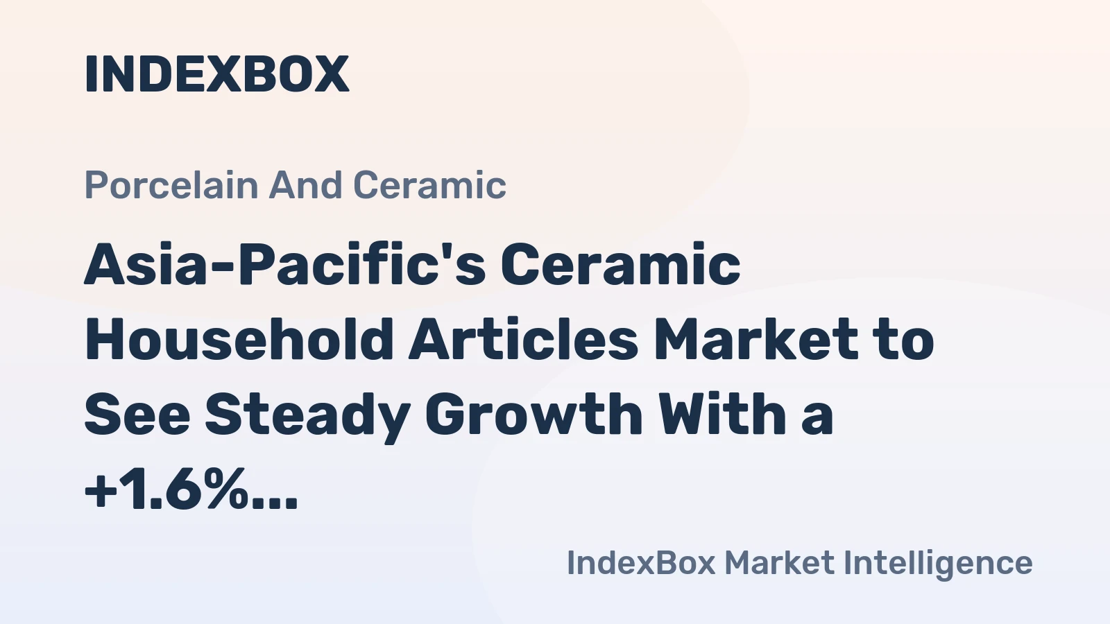 Asia-Pacific's Ceramic Household Articles Market to See Steady Growth With a +1.6% CAGR in Value