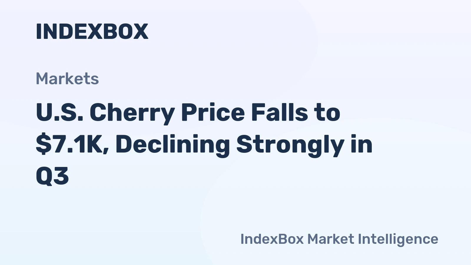 U.S. Cherry Price Falls to $7.1K, Declining Strongly in Q3