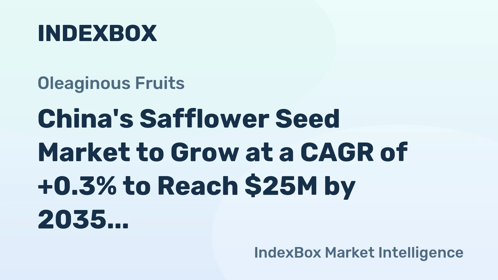 China's Safflower Seed Market to Grow at a CAGR of +0.3% to Reach $25M by 2035