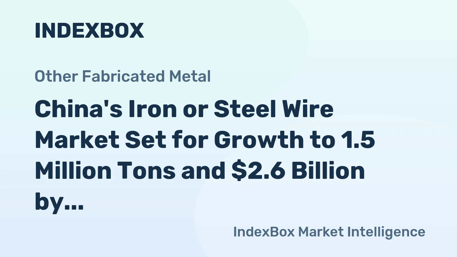 China's Iron or Steel Wire Market Set for Growth to 1.5 Million Tons and $2.6 Billion by 2035
