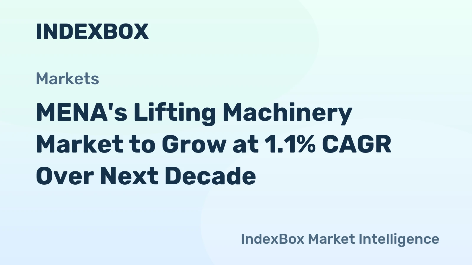 MENA's Lifting Machinery Market to Grow at 1.1% CAGR Over Next Decade