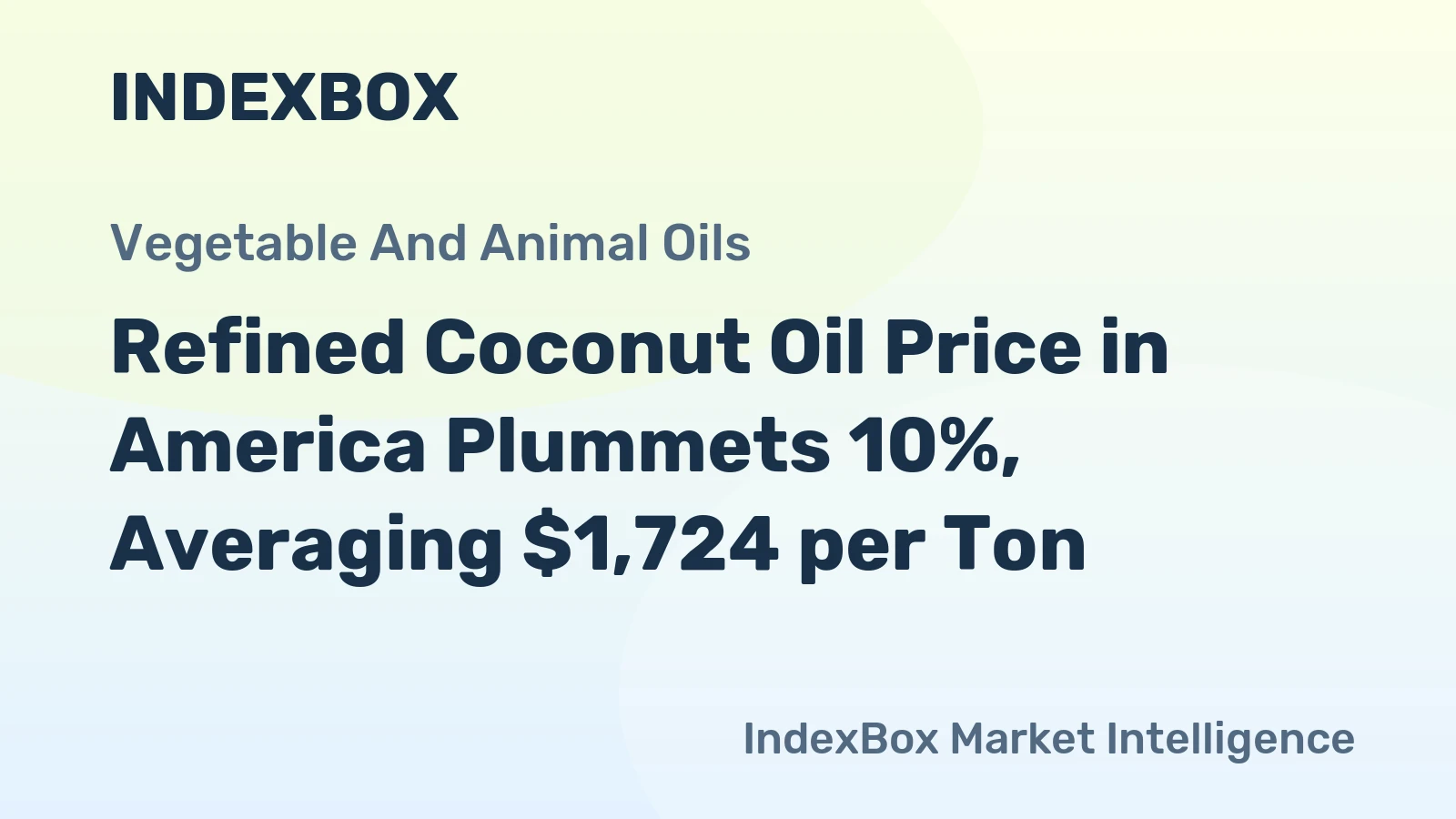 Refined Coconut Oil Price in America Plummets 10%, Averaging $1,724 per Ton