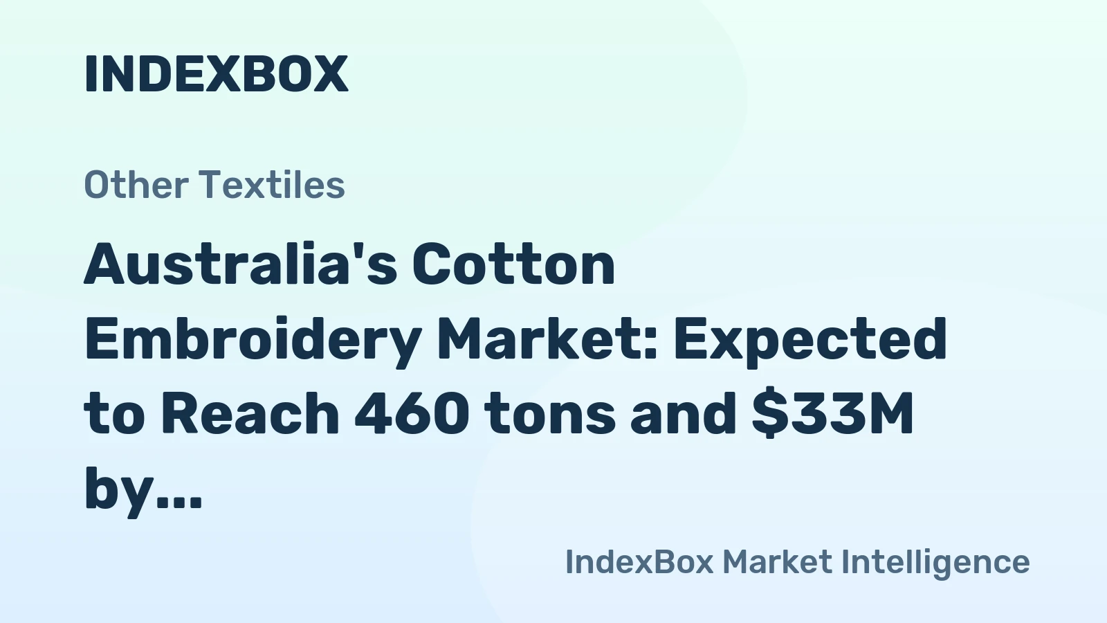 Australia's Cotton Embroidery Market: Expected to Reach 460 tons and $33M by 2035