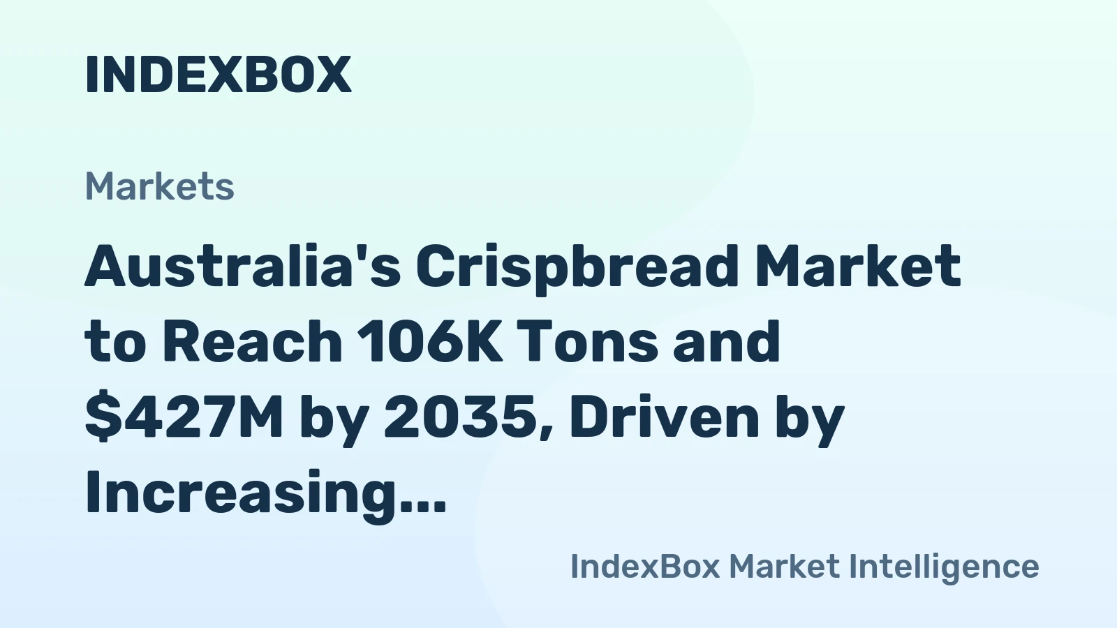 Australia's Crispbread Market to Reach 106K Tons and $427M by 2035, Driven by Increasing Demand