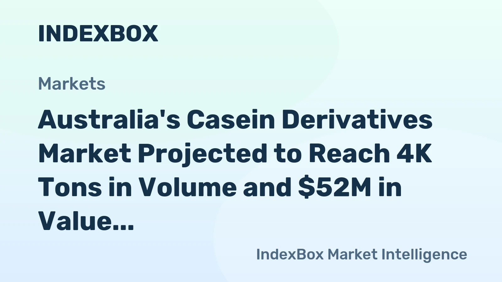 Australia's Casein Derivatives Market Projected to Reach 4K Tons in Volume and $52M in Value by 2035