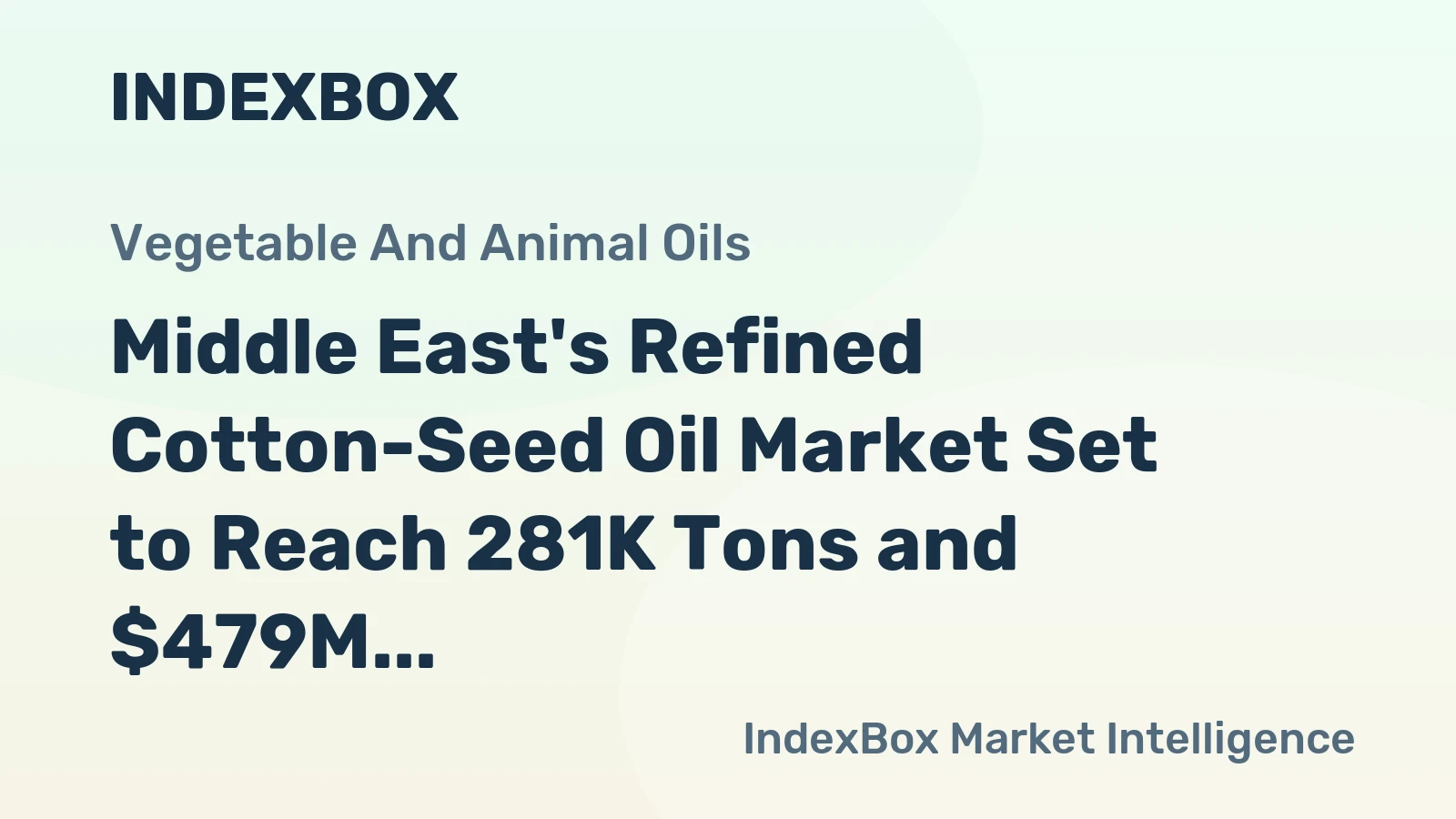 Middle East's Refined Cotton-Seed Oil Market Set to Reach 281K Tons and $479M by 2035