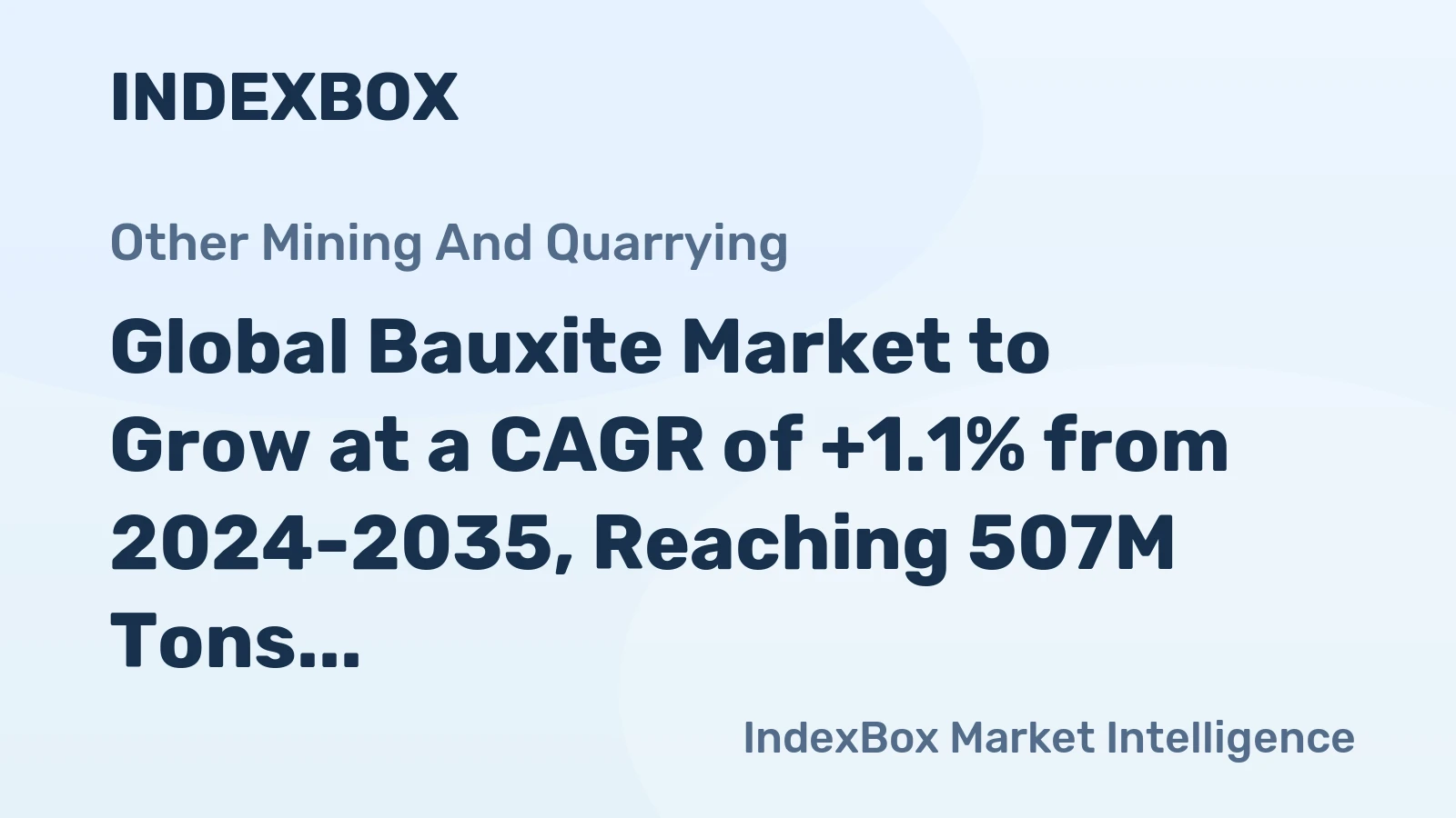 Global Bauxite Market to Grow at a CAGR of +1.1% from 2024-2035, Reaching 507M Tons