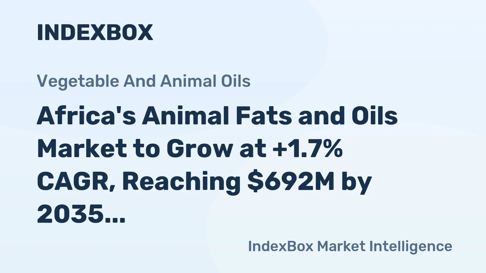 Africa's Animal Fats and Oils Market to Grow at +1.7% CAGR, Reaching $692M by 2035