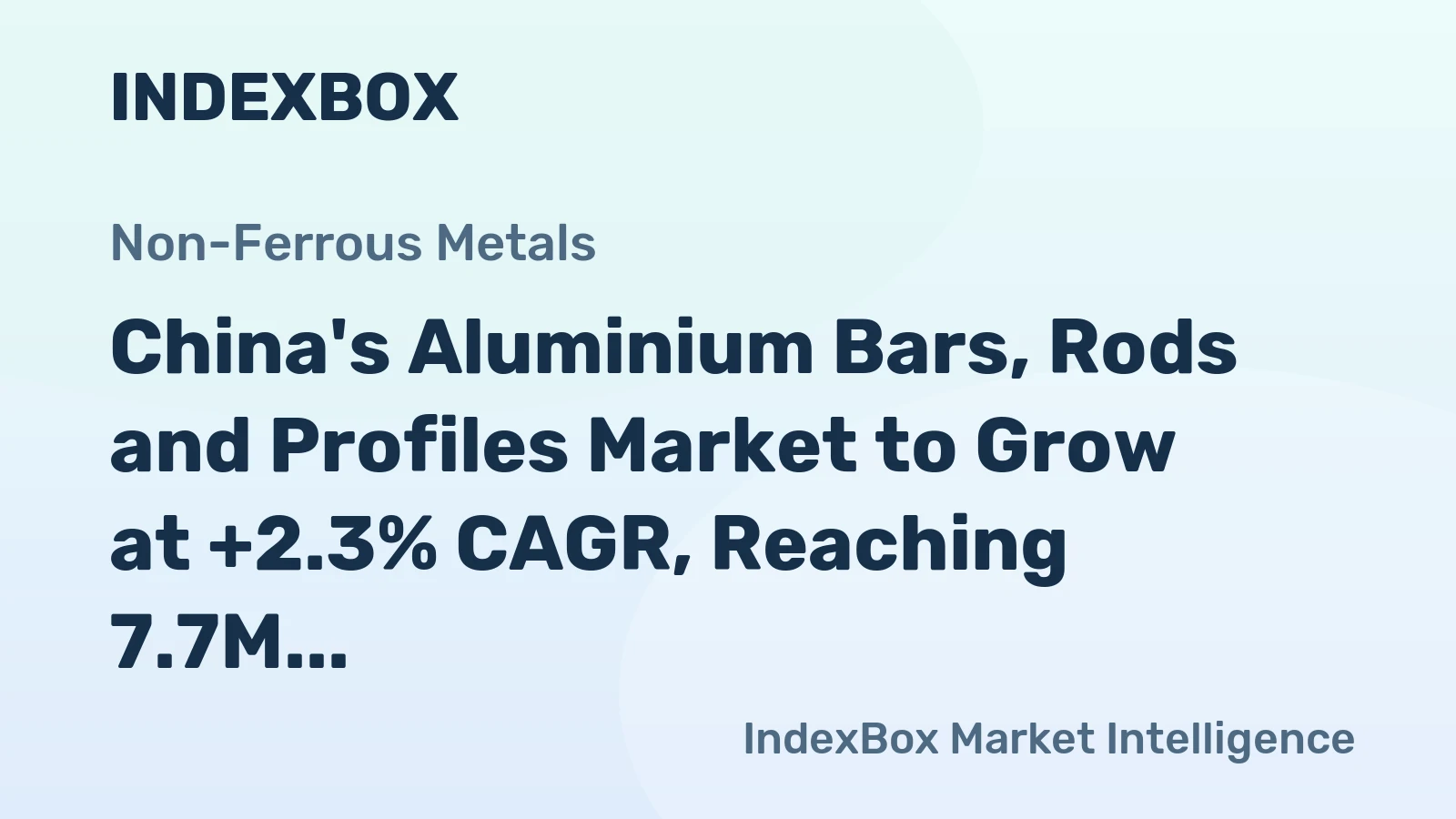 China's Aluminium Bars, Rods and Profiles Market to Grow at +2.3% CAGR, Reaching 7.7M tons by 2035
