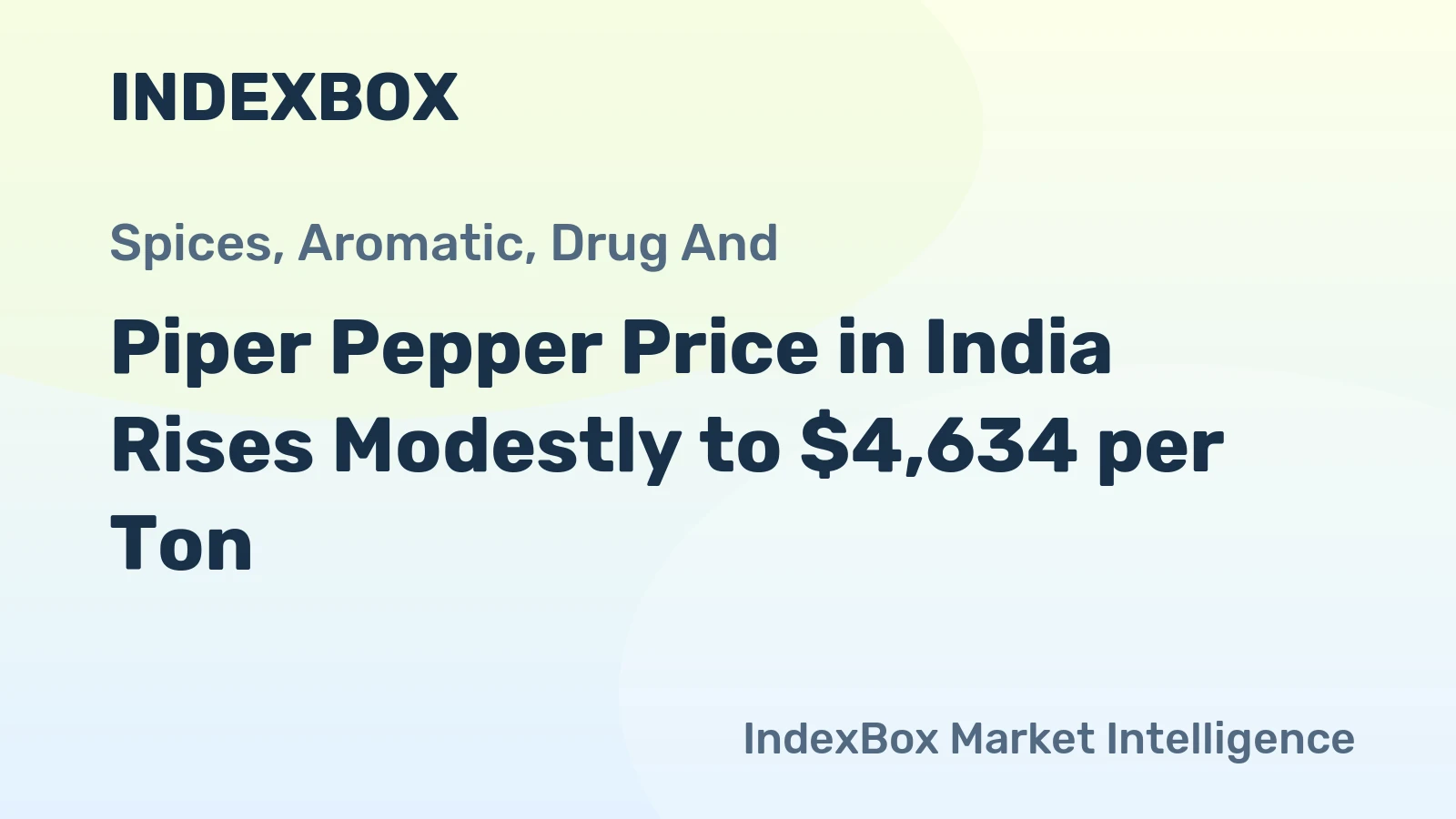 Piper Pepper Price in India Rises Modestly to $4,634 per Ton