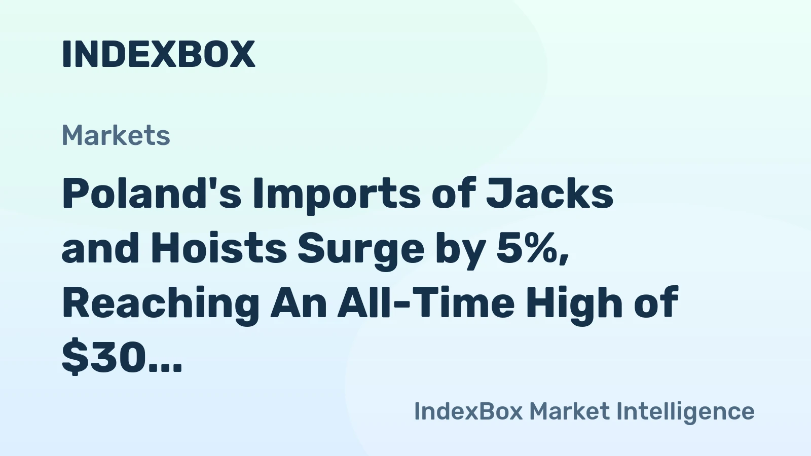 Poland's Imports of Jacks and Hoists Surge by 5%, Reaching An All-Time High of $30 Million in 2024
