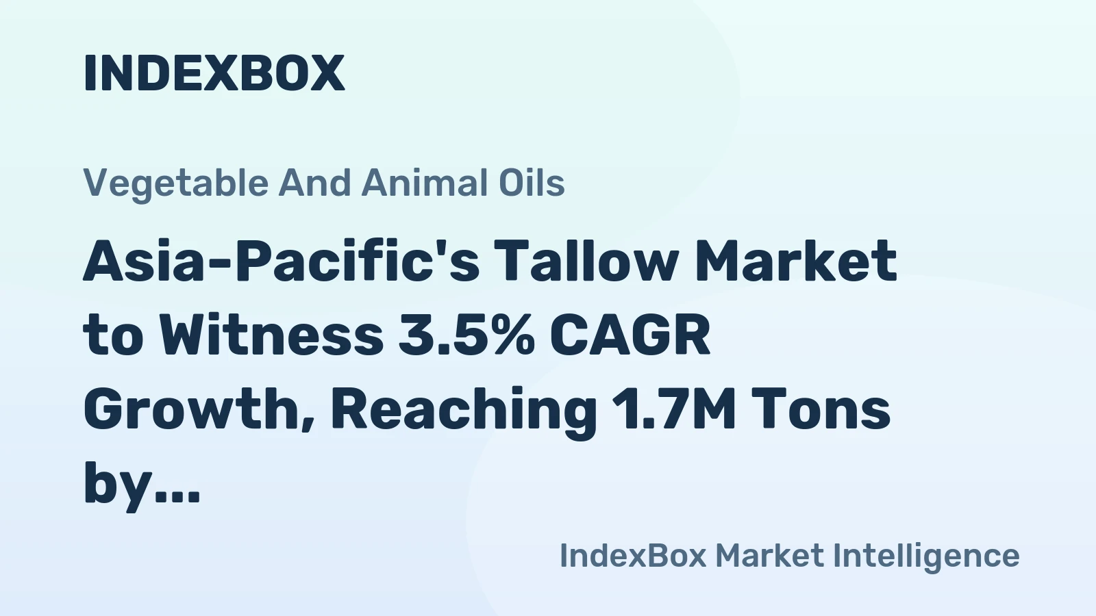 Asia-Pacific's Tallow Market to Witness 3.5% CAGR Growth, Reaching 1.7M Tons by 2035