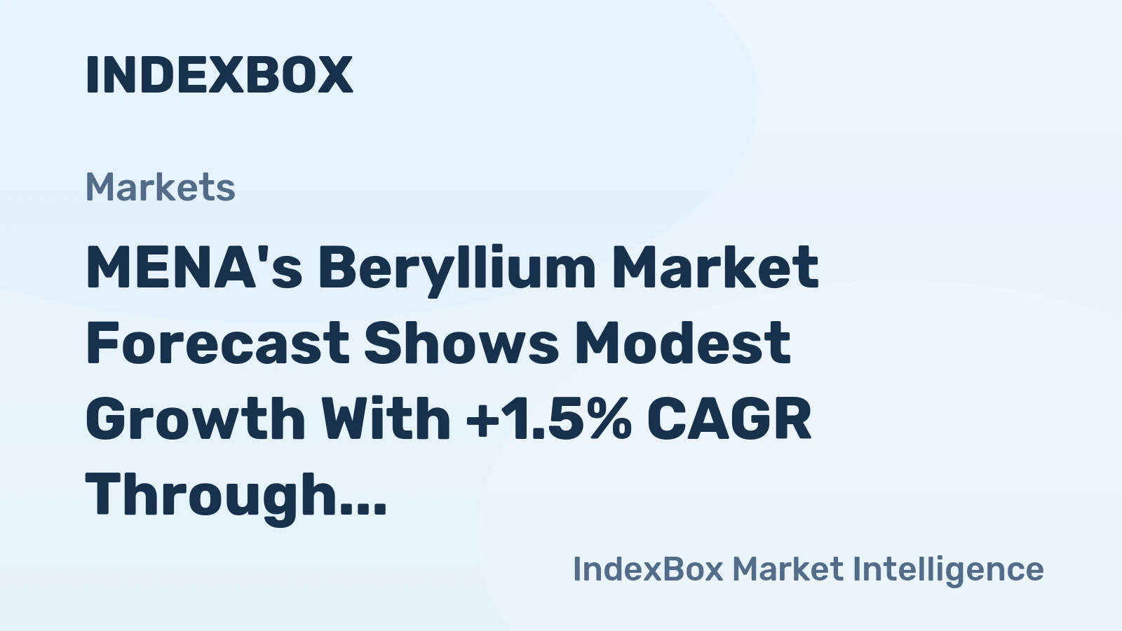 MENA's Beryllium Market Forecast Shows Modest Growth With +1.5% CAGR Through 2035
