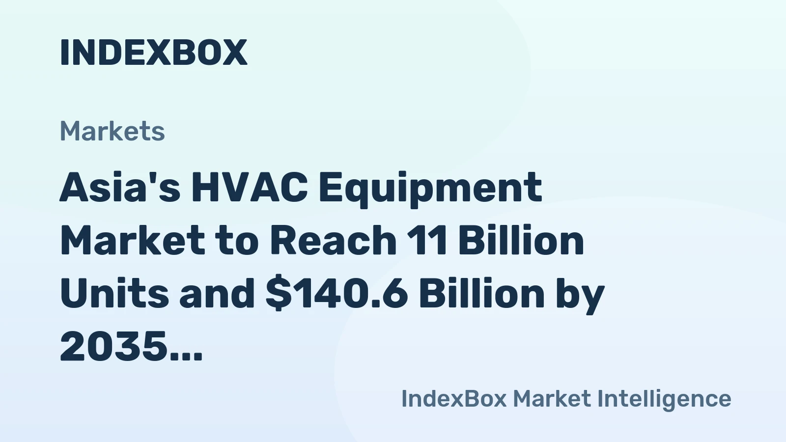 Asia's HVAC Equipment Market to Reach 11 Billion Units and $140.6 Billion by 2035
