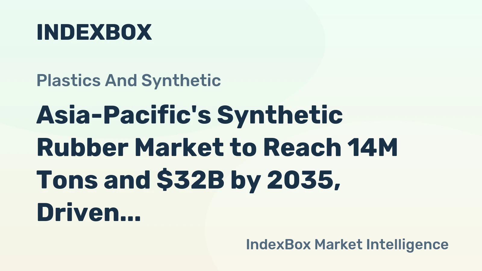 Asia-Pacific's Synthetic Rubber Market to Reach 14M Tons and $32B by 2035, Driven by Increasing Demand
