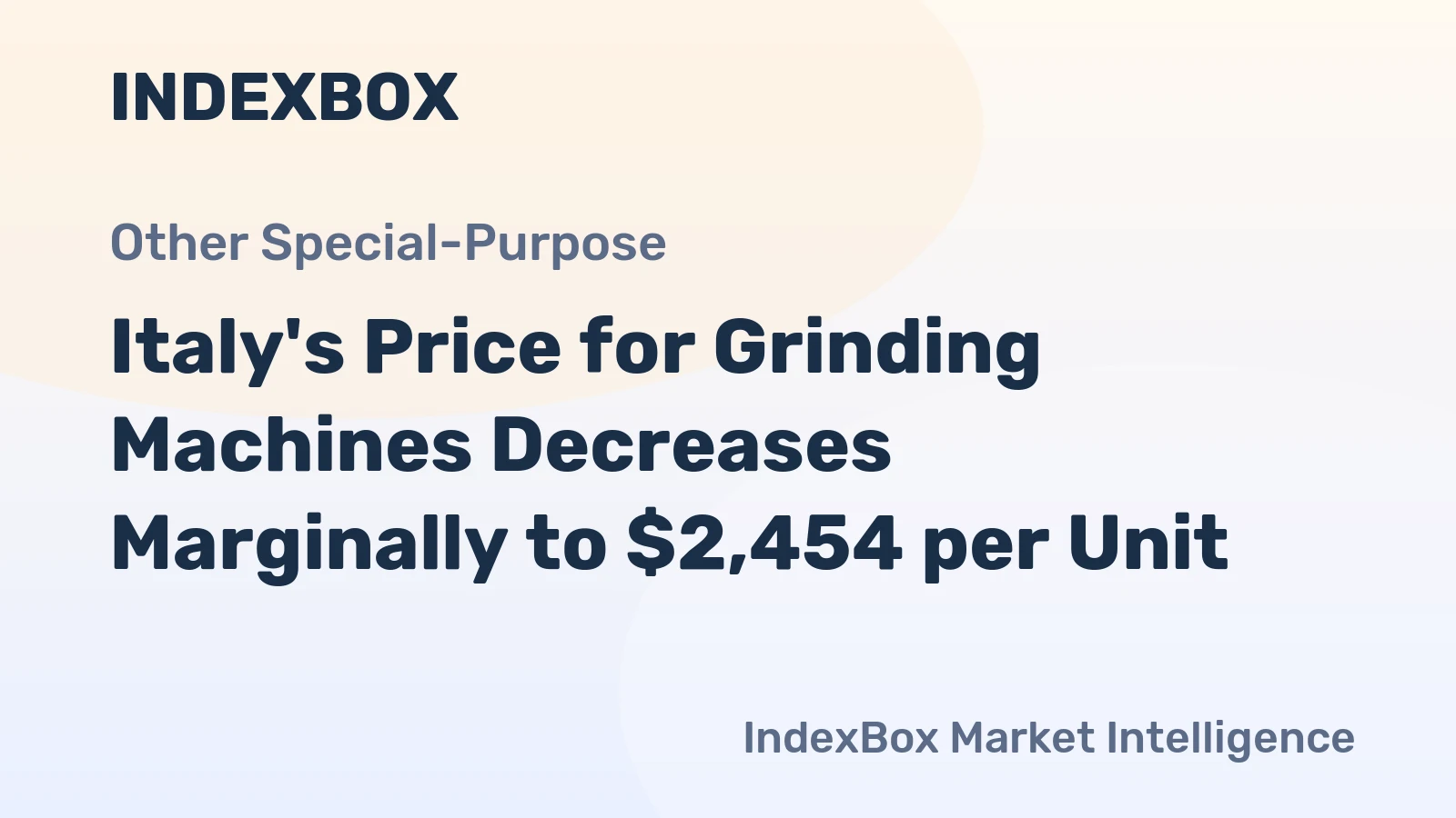 Italy's Price for Grinding Machines Decreases Marginally to $2,454 per Unit