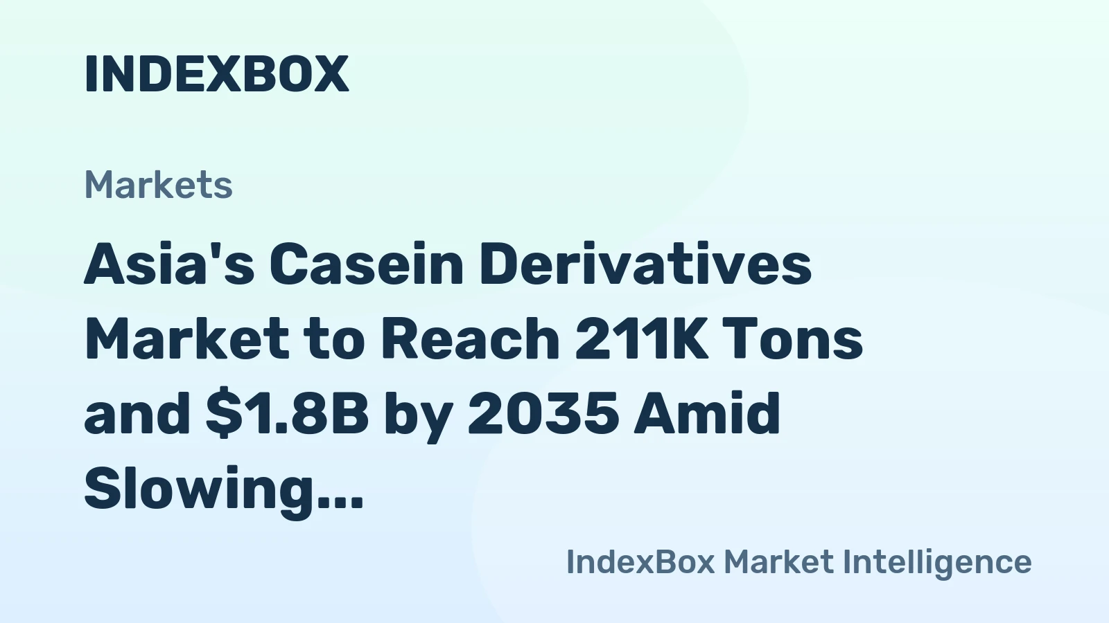 Asia's Casein Derivatives Market to Reach 211K Tons and $1.8B by 2035 Amid Slowing Growth