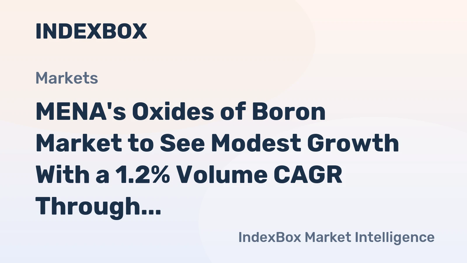 MENA's Oxides of Boron Market to See Modest Growth With a 1.2% Volume CAGR Through 2035