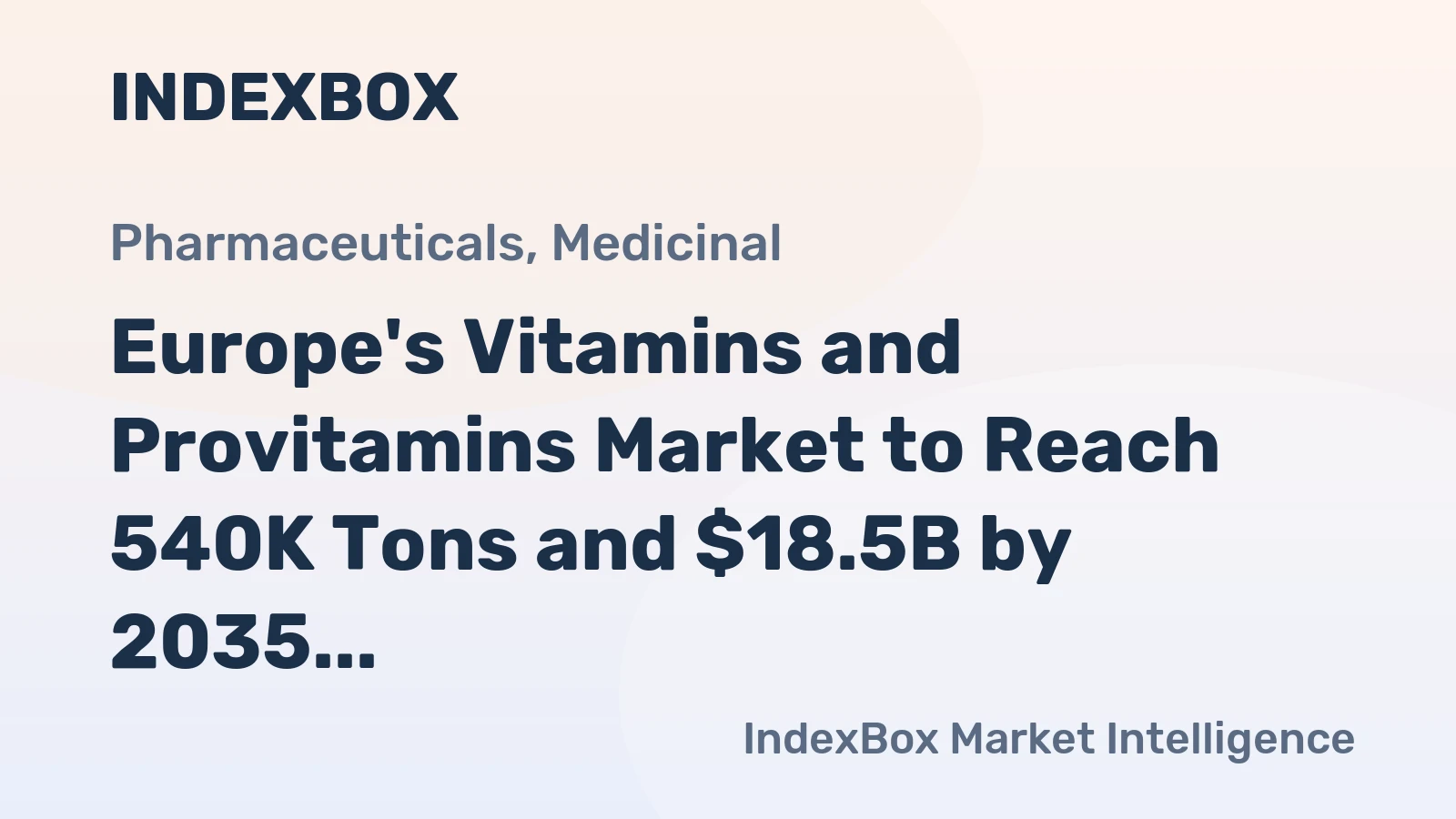 Europe's Vitamins and Provitamins Market to Reach 540K Tons and $18.5B by 2035, Driven by Increasing Demand