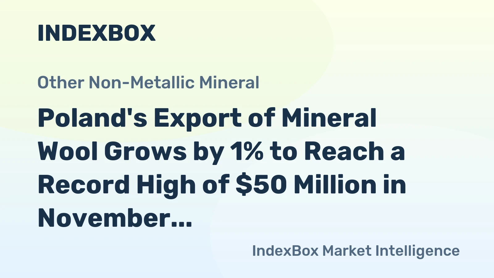 Poland's Export of Mineral Wool Grows by 1% to Reach a Record High of $50 Million in November 2023