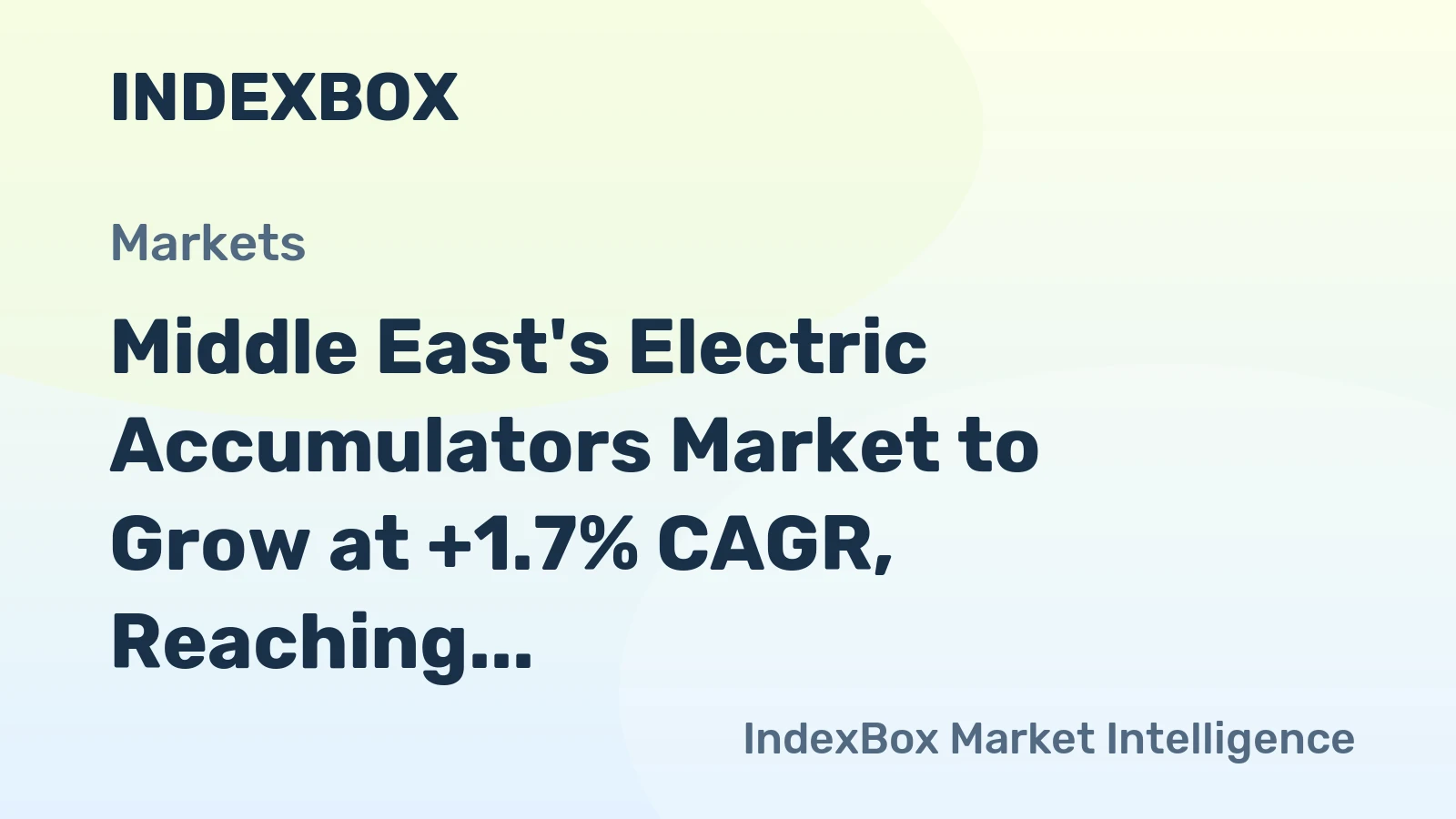 Middle East's Electric Accumulators Market to Grow at +1.7% CAGR, Reaching $8.5B by 2035