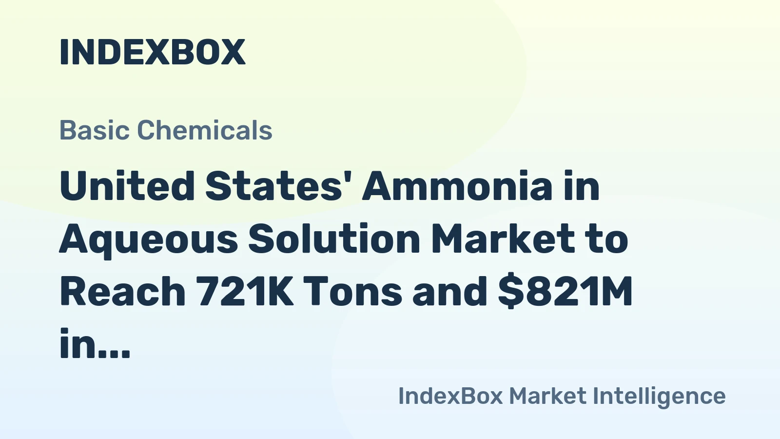 United States' Ammonia in Aqueous Solution Market to Reach 721K Tons and $821M in Value