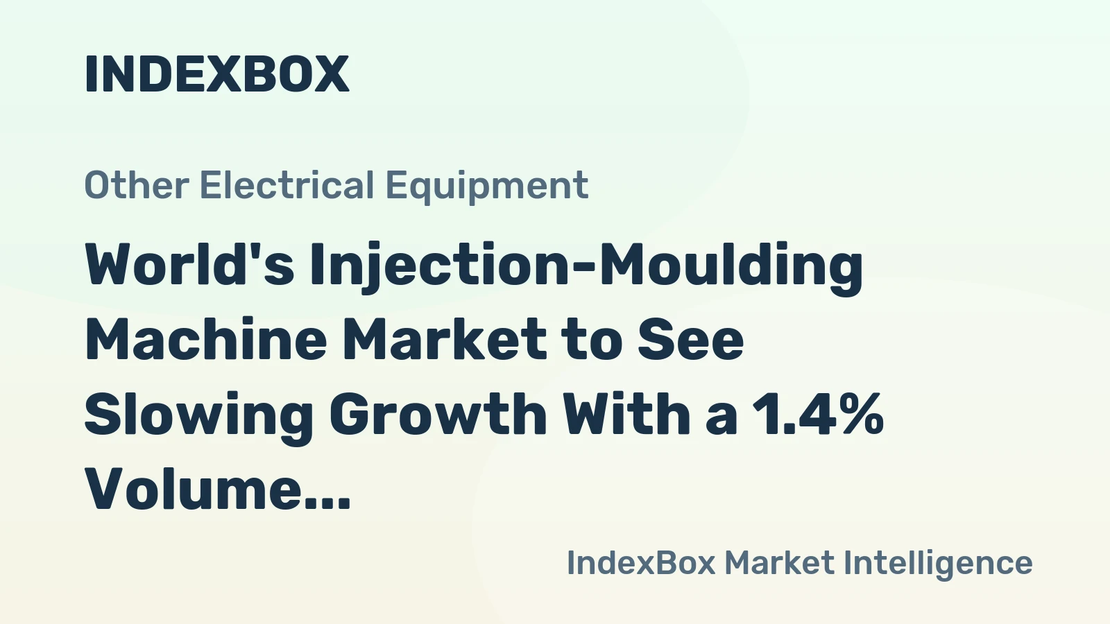 World's Injection-Moulding Machine Market to See Slowing Growth With a 1.4% Volume CAGR Through 2035