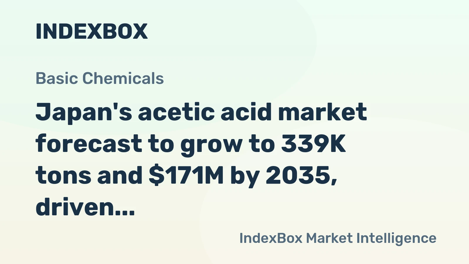 Japan's acetic acid market forecast to grow to 339K tons and $171M by 2035, driven by rising demand.